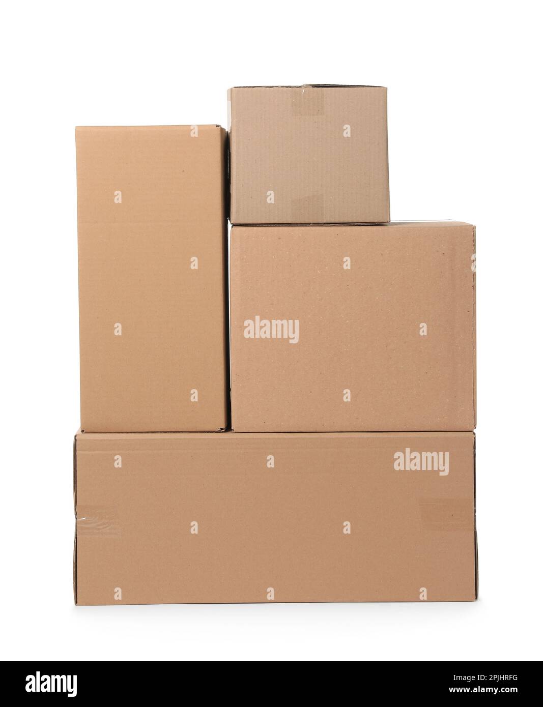 Many closed cardboard boxes on white background. Delivery service Stock ...