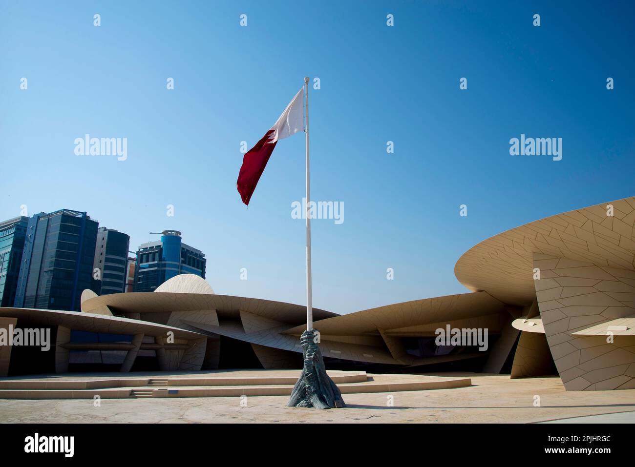 Qatar Flagpole in Doha City Stock Photo - Alamy
