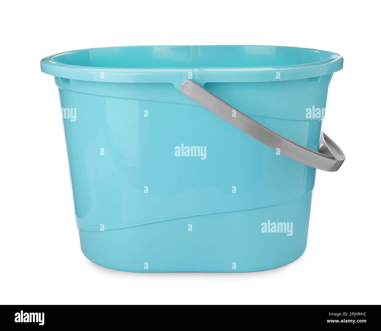 Empty light blue bucket for cleaning isolated on white Stock Photo - Alamy