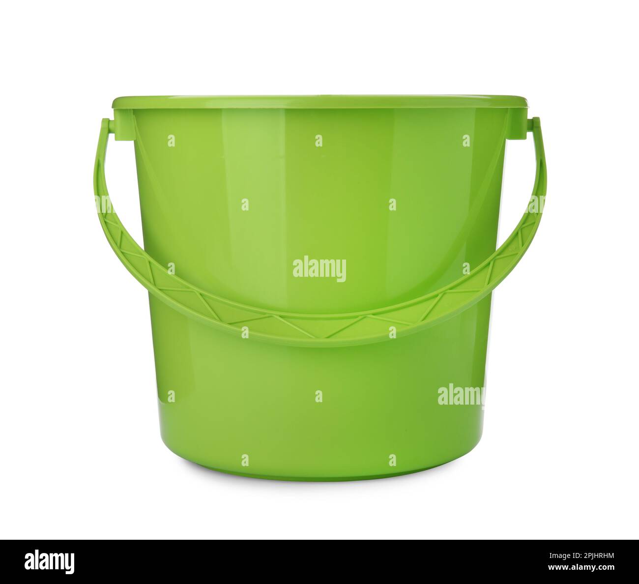 Empty green bucket for cleaning isolated on white Stock Photo - Alamy