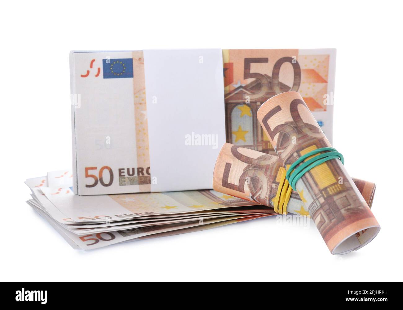 50 Euro banknotes on white background. Money exchange Stock Photo - Alamy