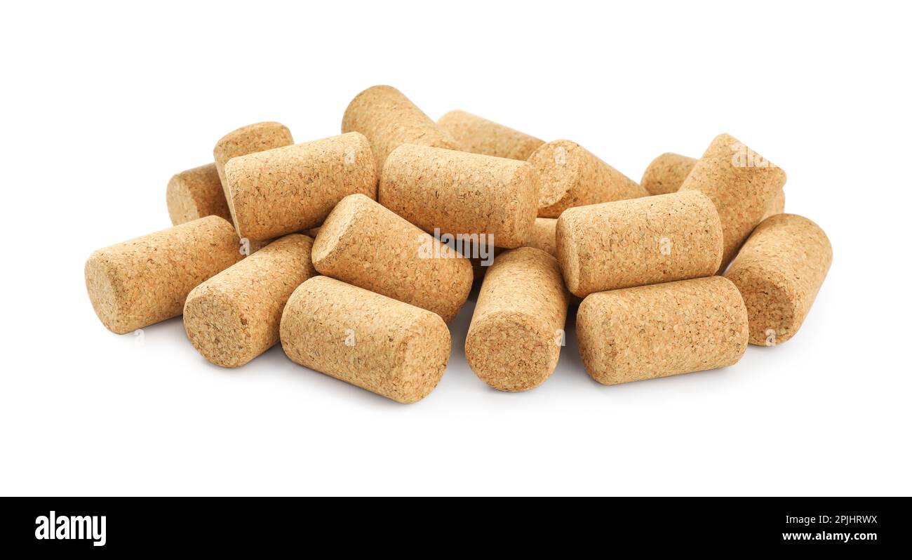 Pile of wine corks on white background. Bottle cap Stock Photo - Alamy