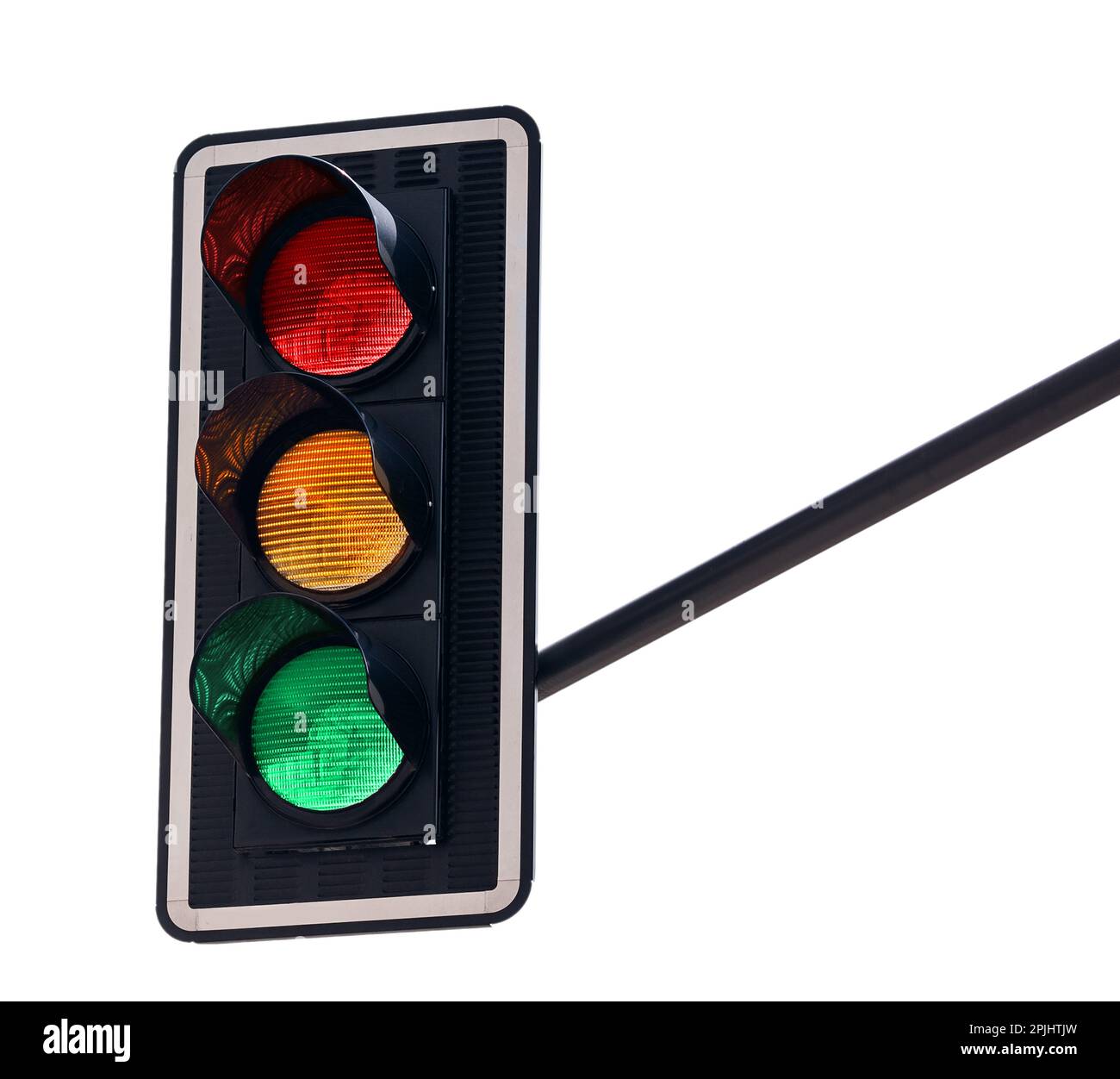 Traffic lights with three signals on white background Stock Photo - Alamy
