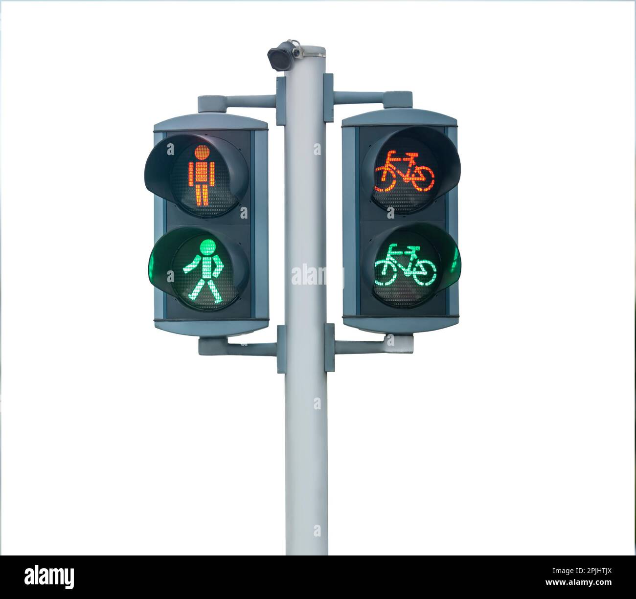 Pedestrian and bicycle traffic light on white background Stock Photo ...