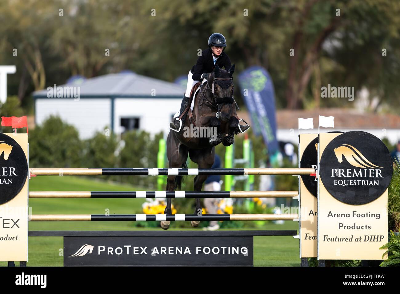 Amy Millar from Canada competes at a Major League Show Jumping event at ...