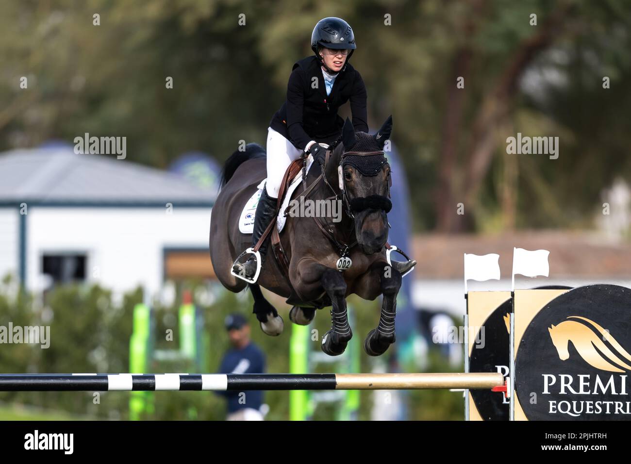 Amy Millar from Canada competes at a Major League Show Jumping event at ...