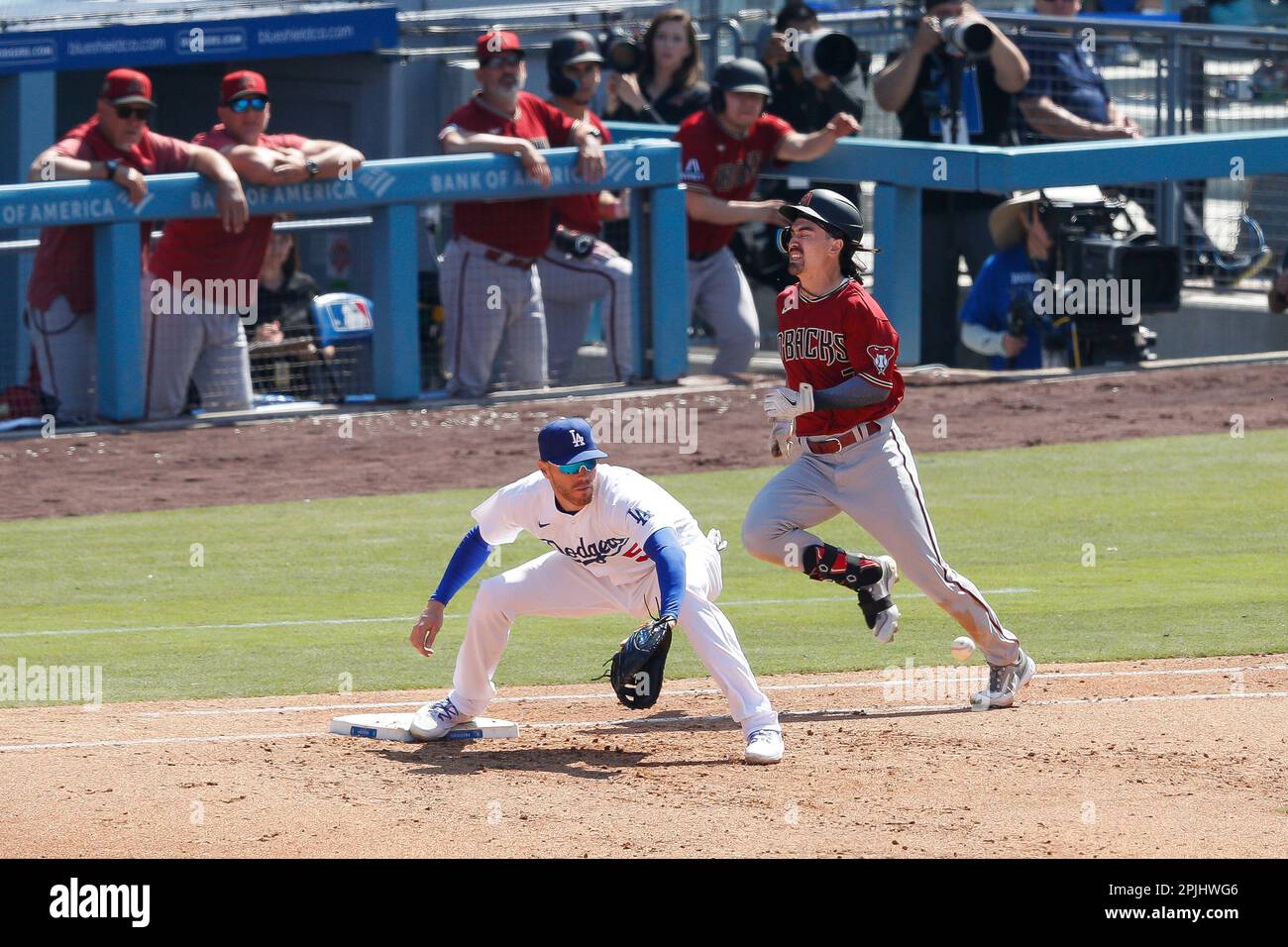 LOS ANGELES, CA - APRIL 02: Arizona Diamondbacks center fielder Corbin ...