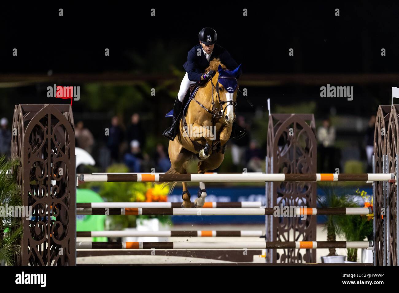 Conor Swail of Ireland competes at a Major League Show Jumping event at ...