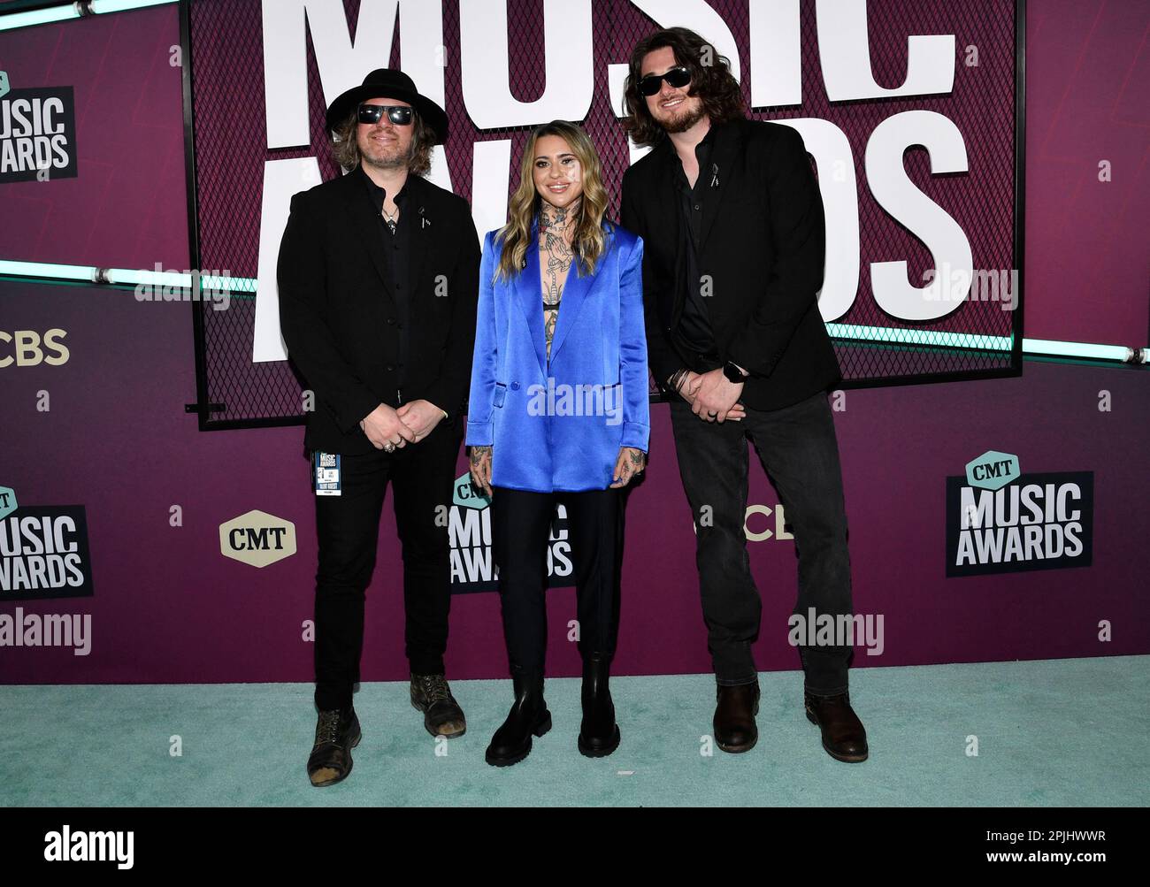 Clint Wells, from left, Morgan Wade and Johnny Sword arrive at the CMT ...