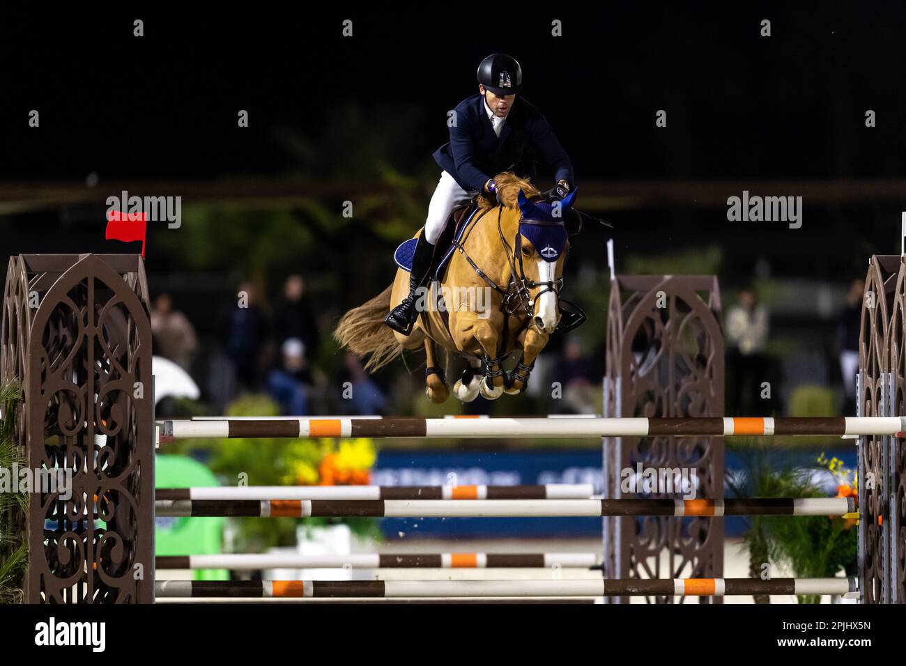 Conor Swail of Ireland competes at a Major League Show Jumping event at ...
