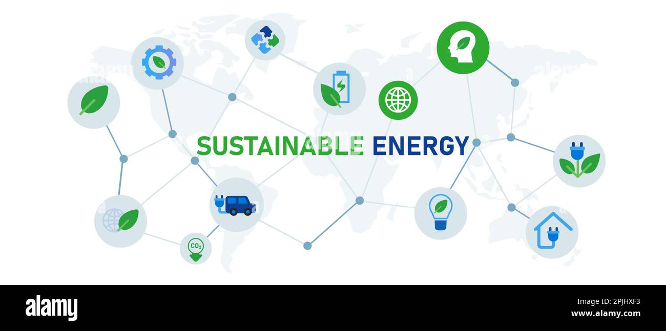 Sustainable energy green power electricity concept vector illustration ...