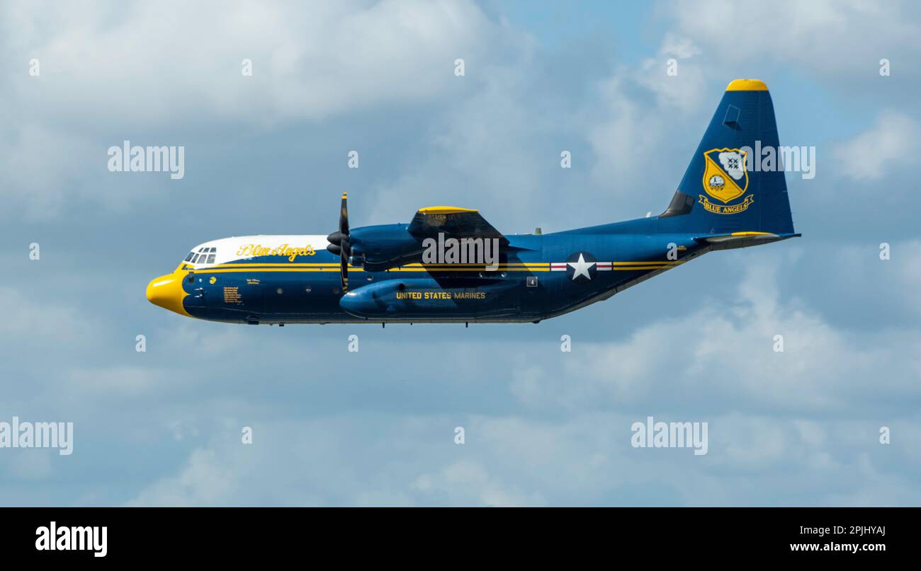 Lakeland, Florida, USA. 1st Apr, 2023. The US Navy Blue Angels C130J ...