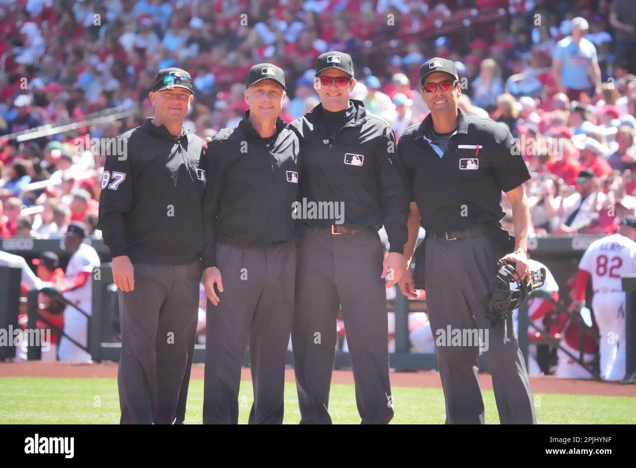 St. Louis, United States. 02nd Apr, 2023. Major League umpires ( L to R ...