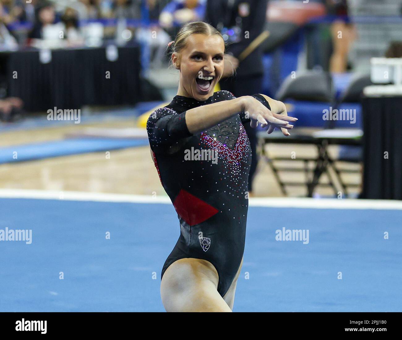 Los Angeles, OK, USA. 1st Apr, 2023. Utah's Abby Brenner competes on ...