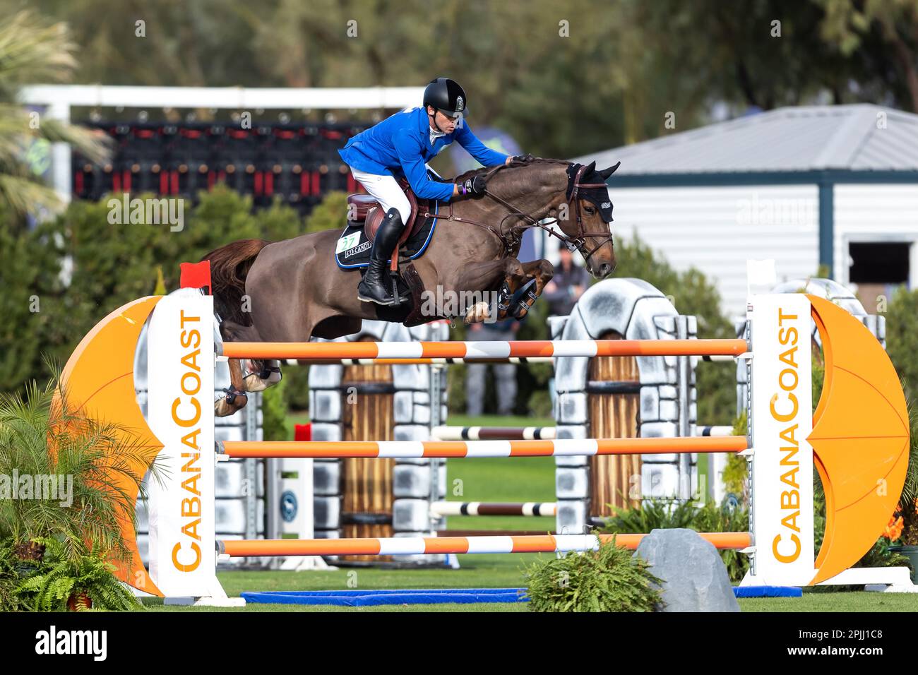 Conor Swail of Ireland competes at a Major League Show Jumping event at ...
