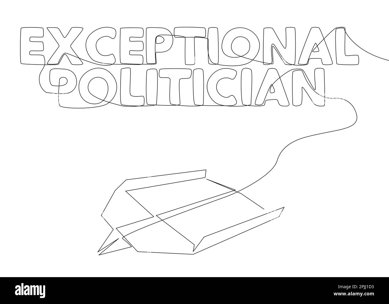 One continuous line of Paper Airplane with Exceptional Politician text ...