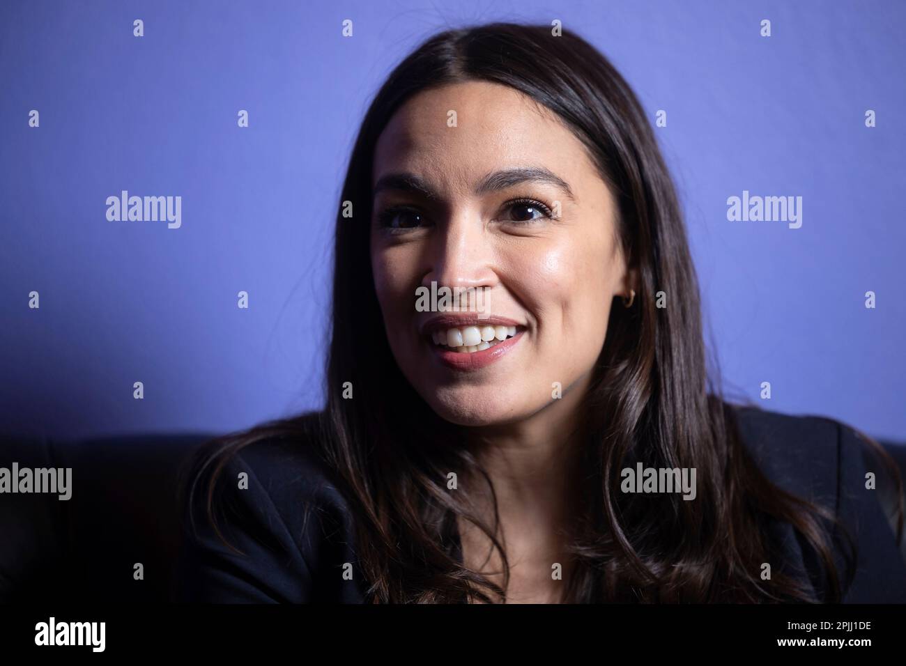 Rep. Alexandria Ocasio-Cortez (D-N.Y.) gives an interview in her office ...