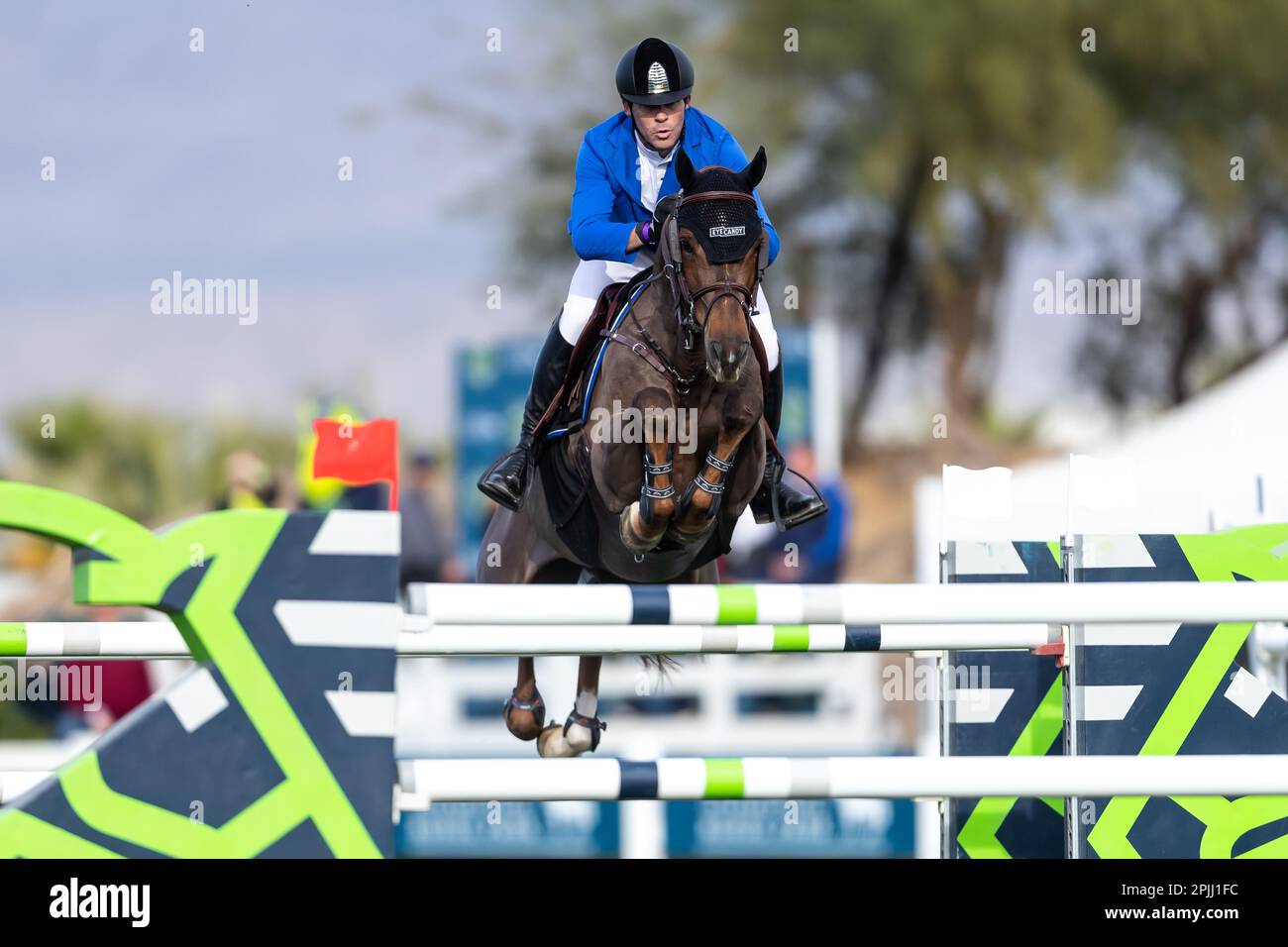 Conor Swail of Ireland competes at a Major League Show Jumping event at ...