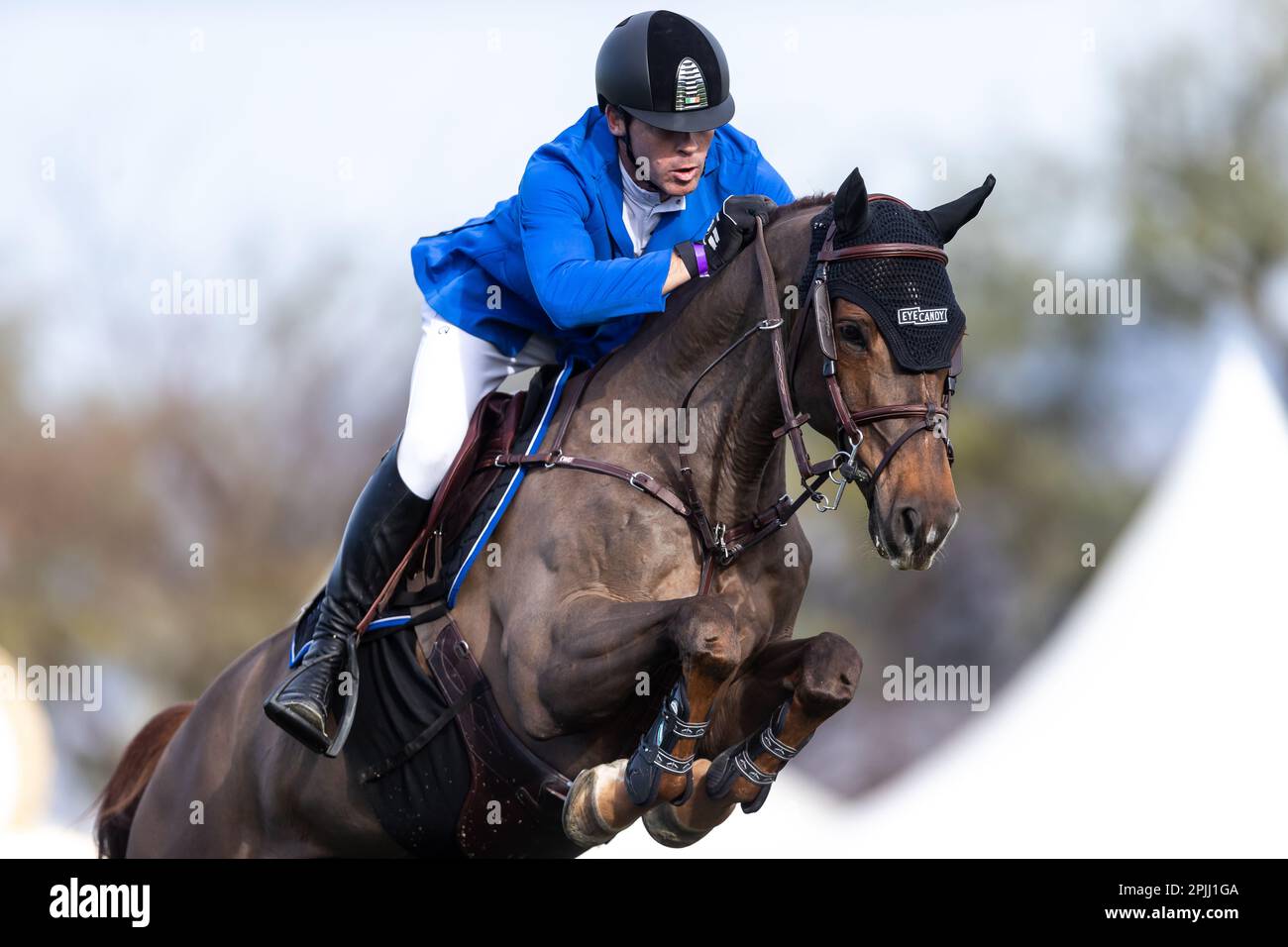 Conor Swail of Ireland competes at a Major League Show Jumping event at ...
