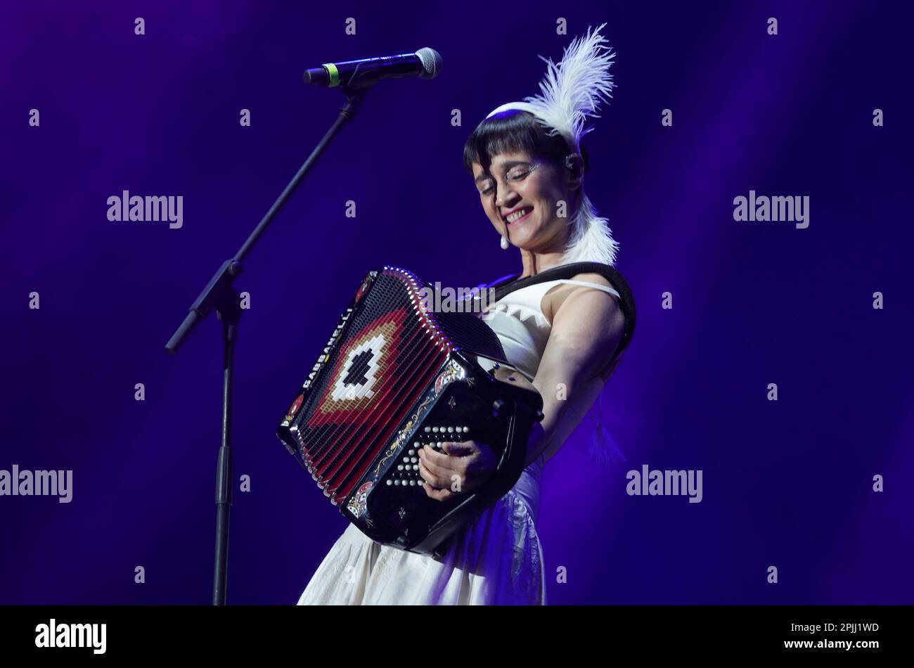 Mexican singer Julieta Venegas performs at the Axe Ceremonia music ...
