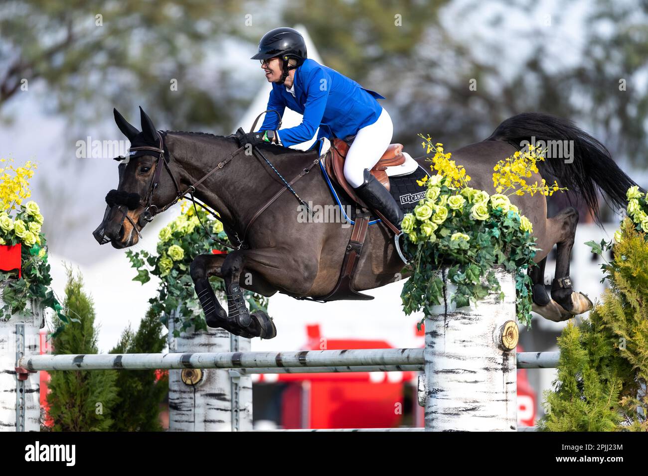 Amy Millar from Canada competes at a Major League Show Jumping event at ...