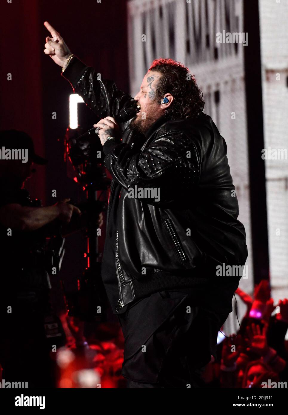 Jelly Roll performs "Need A Favor" at the CMT Music Awards on Sunday ...