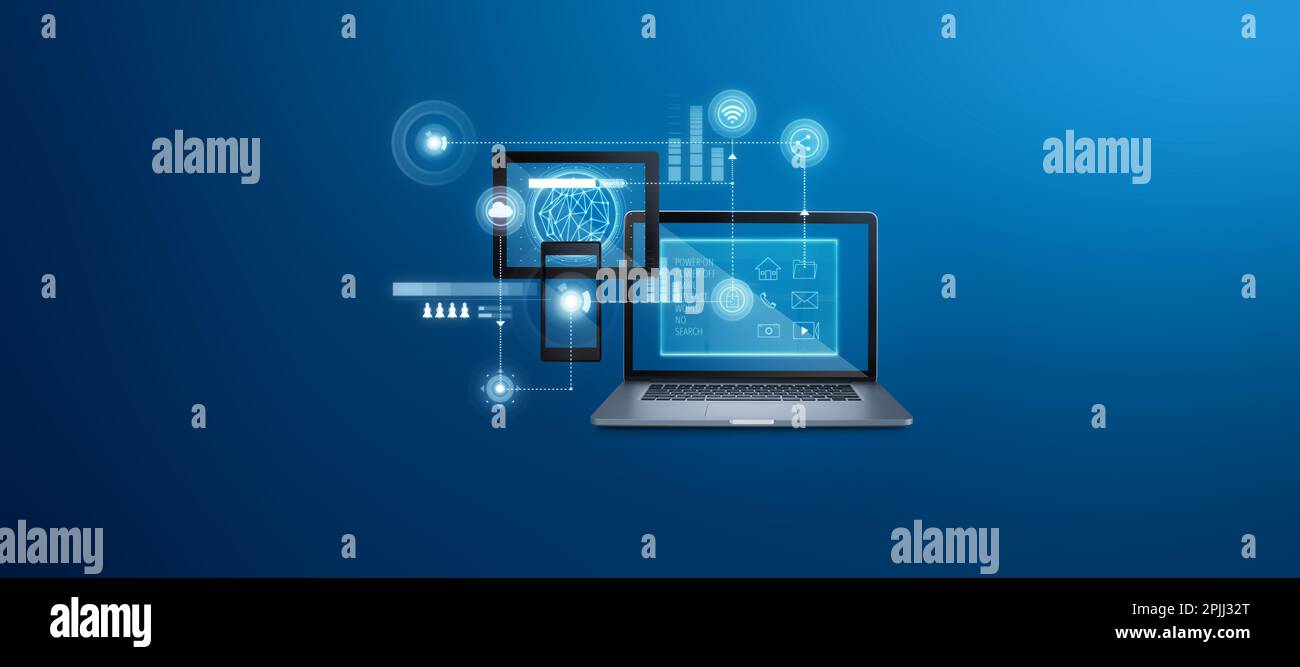 Smart technology smart device easy and speedy connection concept Stock ...