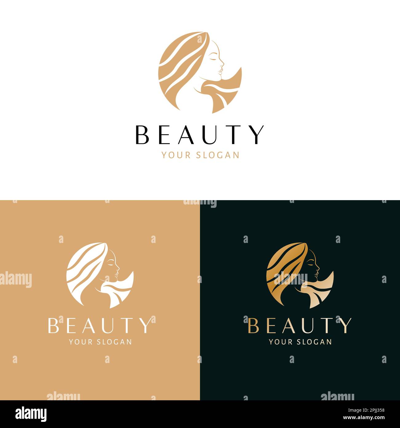 Beauty and cosmetics logo design. Beautiful woman face portrait vector ...