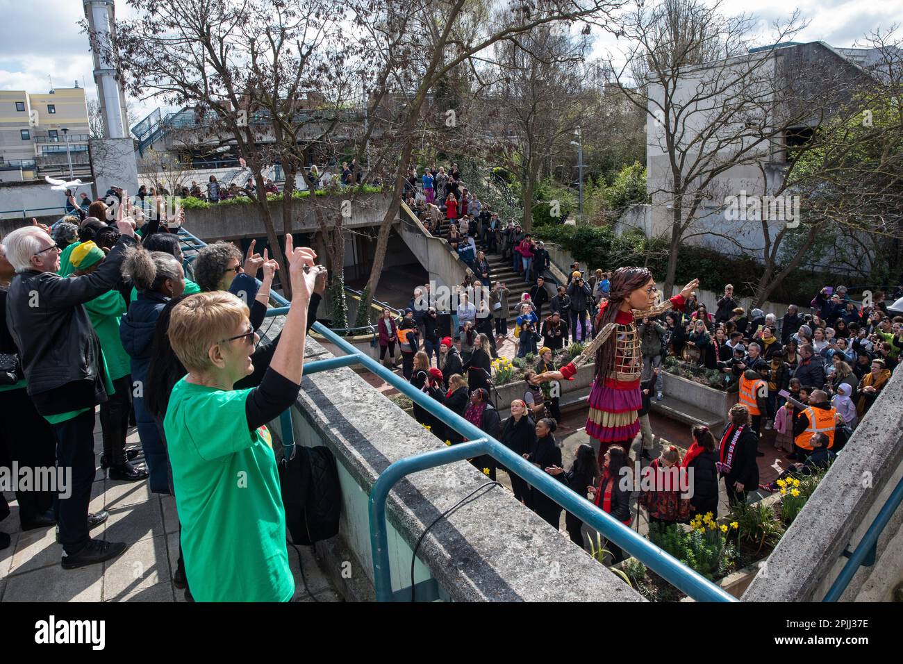 London, UK. 2nd April, 2023. Singers and local residents welcome Little ...