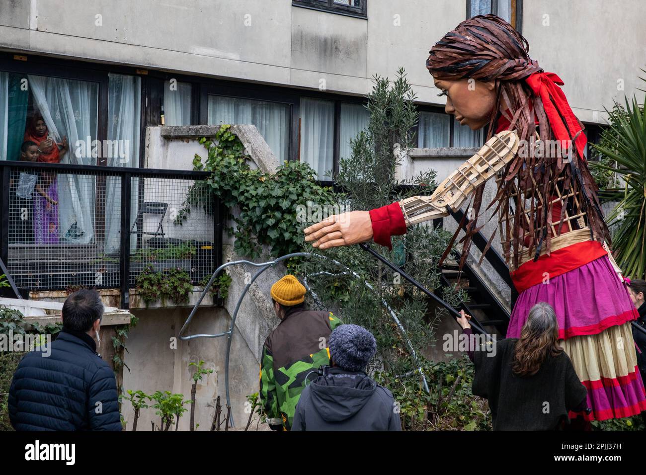 London, UK. 2nd April, 2023. Little Amal, a 12 foot puppet of a 10-year ...