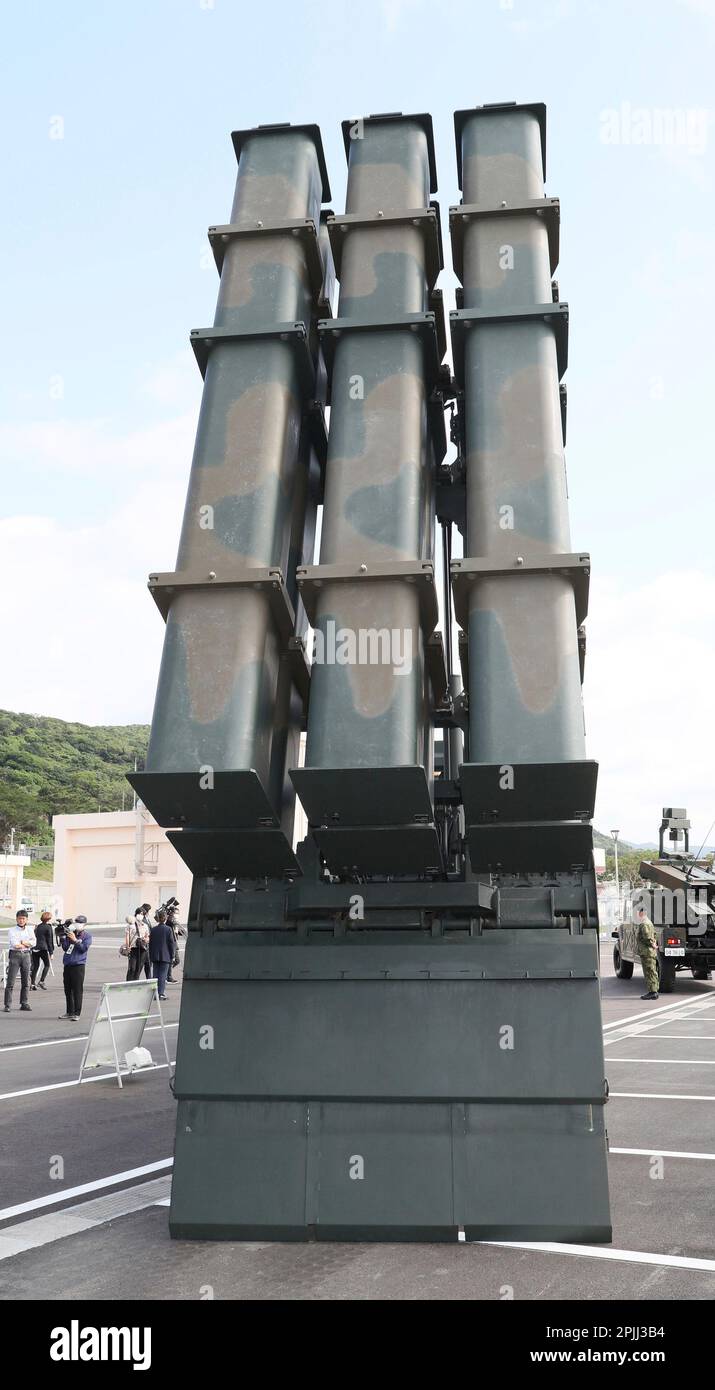 The Type-12 surface-to-ship missile which is deployed is pictured at ...