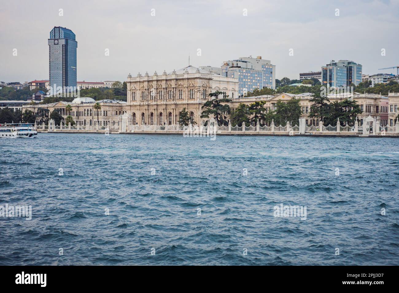 landscape scenery of Dolmabahce palacewith reflection, istanbul, turkey ...