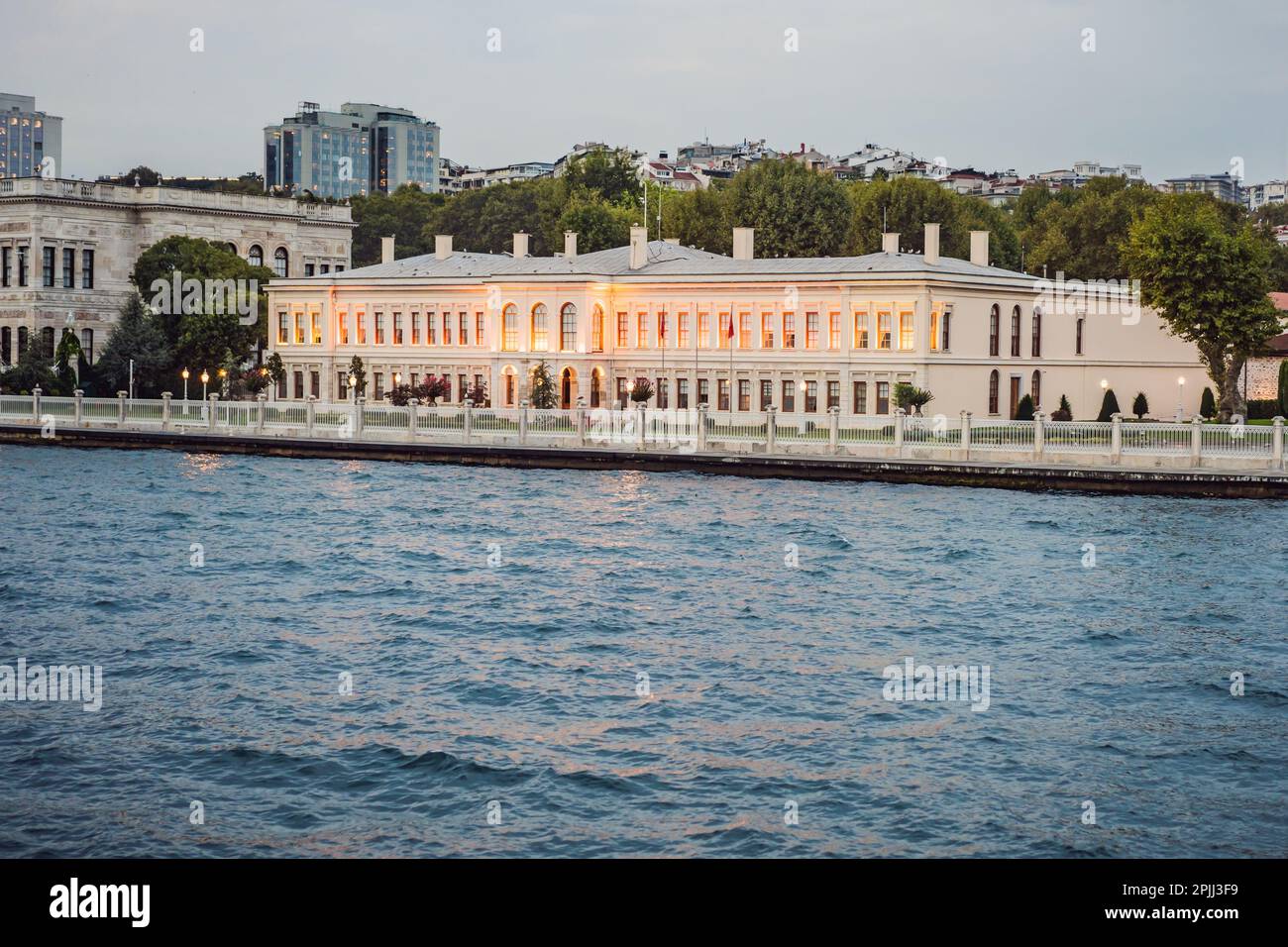 landscape scenery of Dolmabahce palacewith reflection, istanbul, turkey ...
