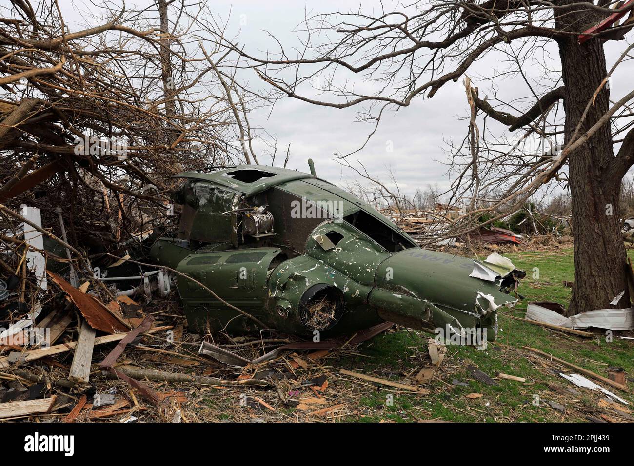 SULLIVAN, INDIANA - APRIL 1: A Vietnam War UH-1D Huey helicopter (tail ...
