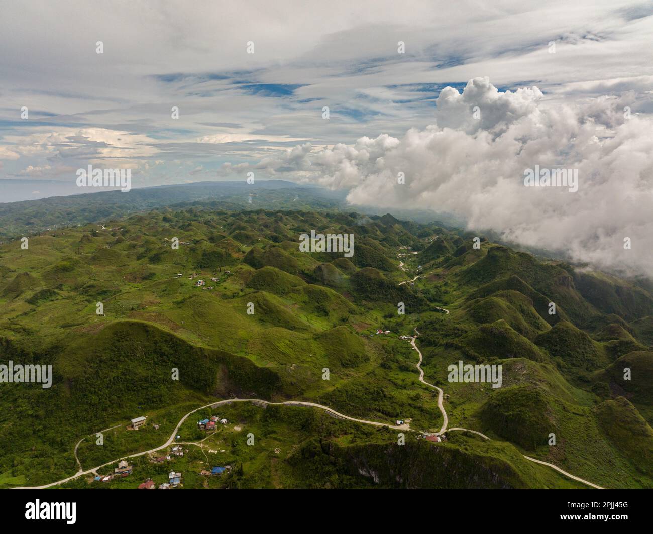 Slopes of mountains with evergreen vegetation. Osmena Peak. Mountain ...