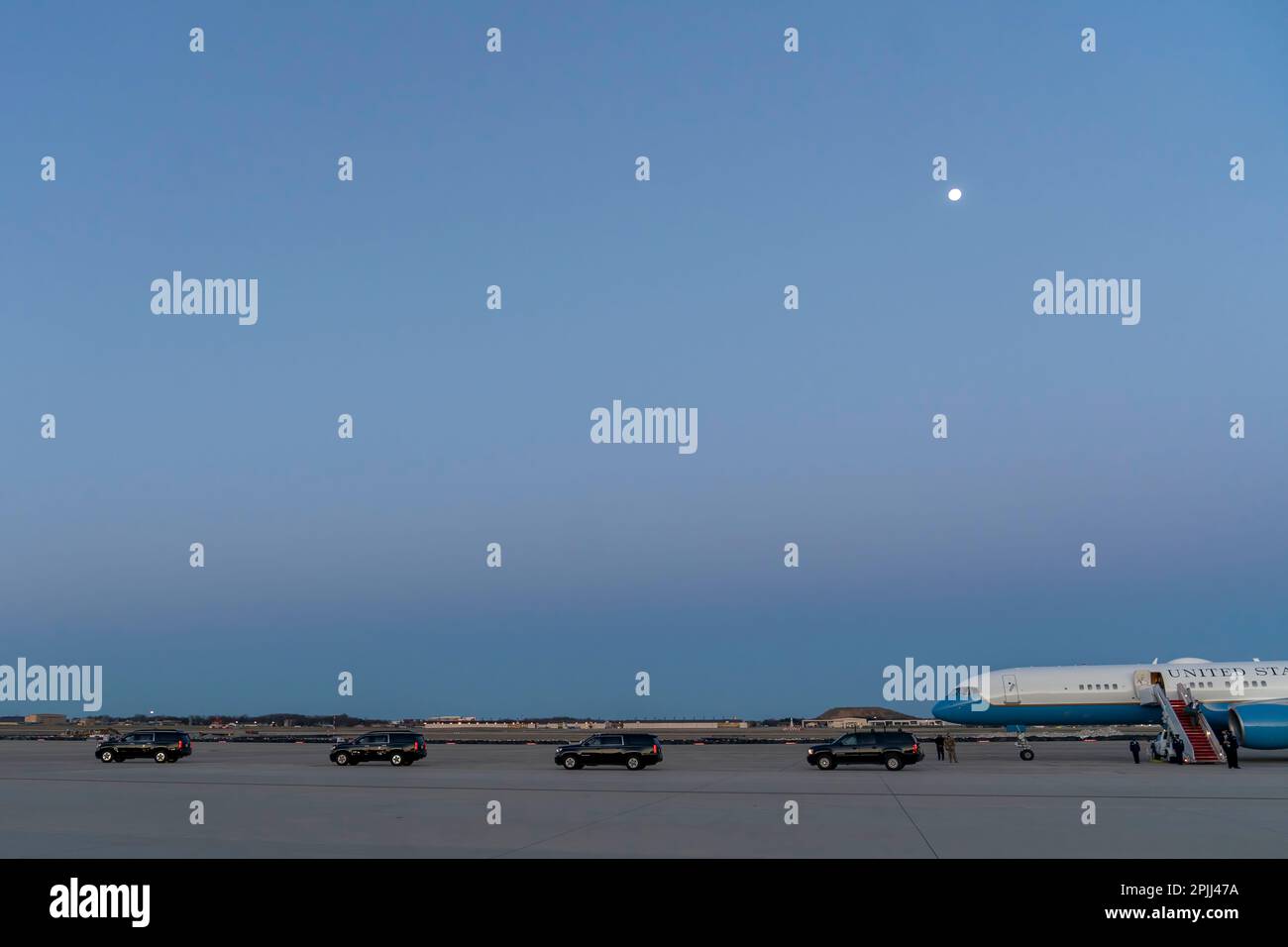A motorcade, carrying Vice President Kamala Harris departs Joint Base ...