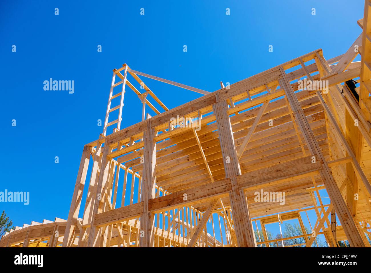 Framing beam of new house under construction home beam construction ...