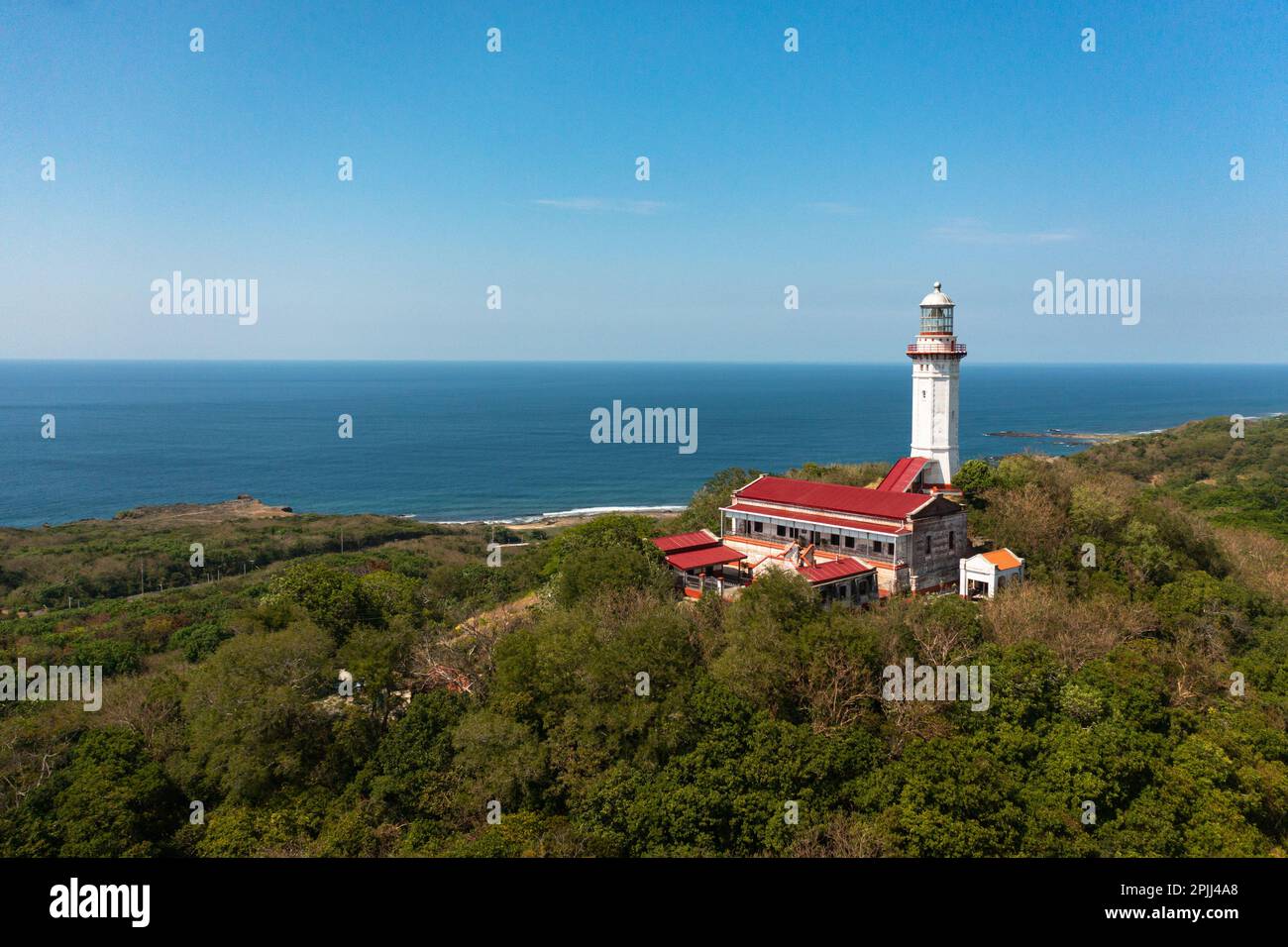 Beautiful lighthouse on the cape Bojeador view from above. Ilocos Norte ...