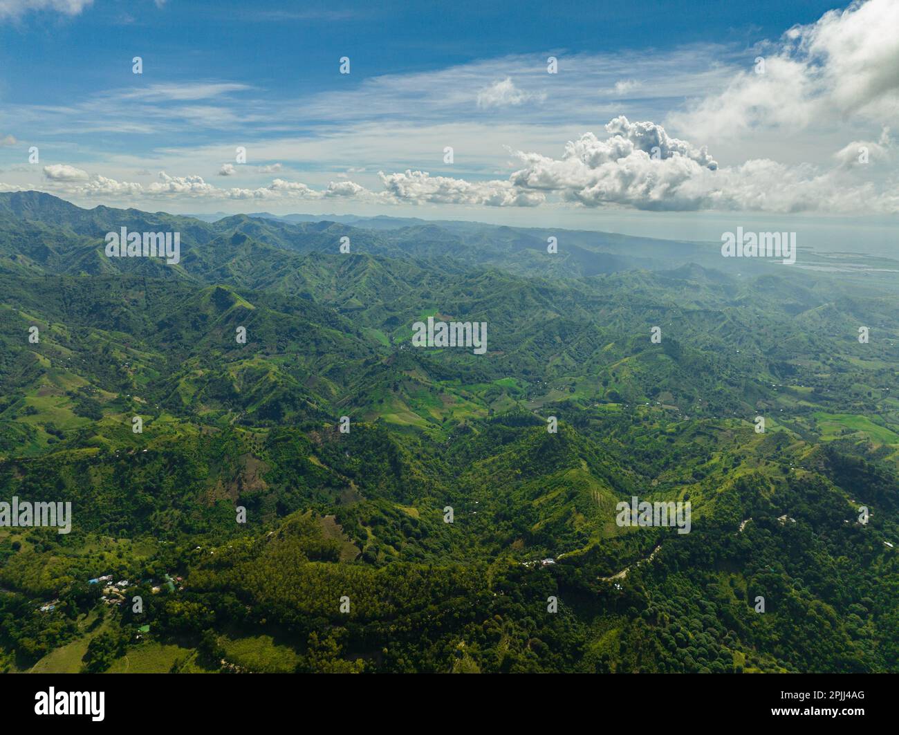 Tropical mountain range and mountain slopes with rainforest. Negros ...