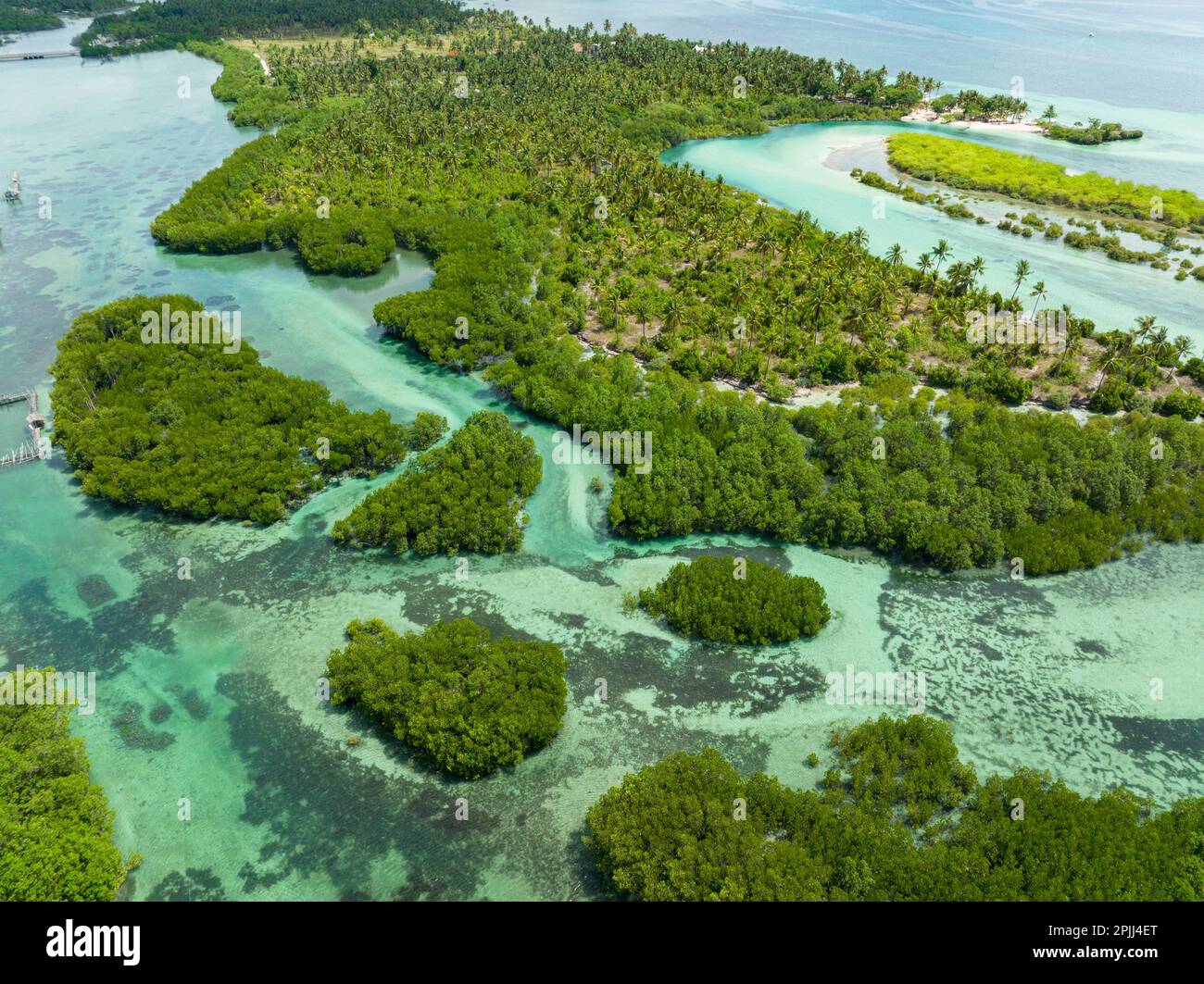 Beautiful beach on an island in the blue lagoon. Bantayan island ...