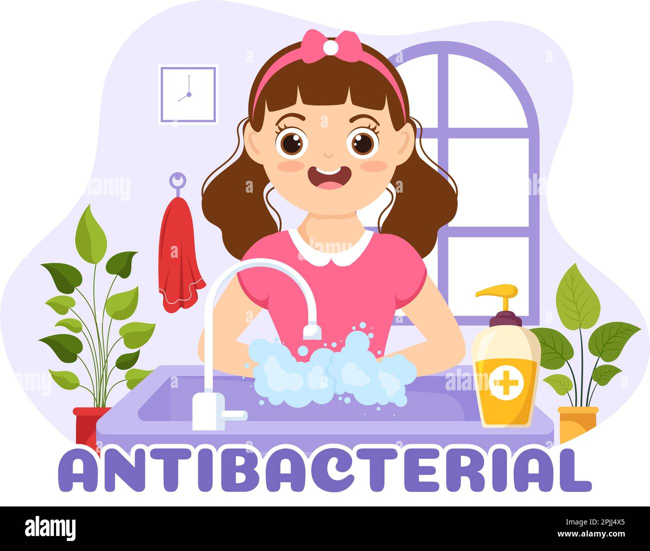 Antibacterial Illustration with Washing Hands, Virus Infection and ...