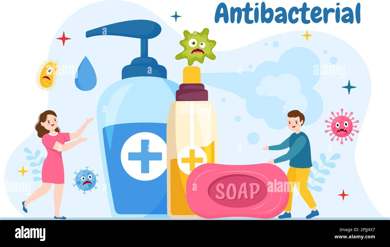 Antibacterial Illustration with Washing Hands, Virus Infection and ...