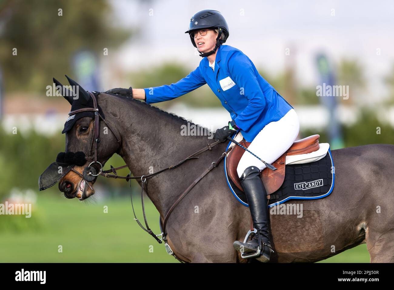 Amy Millar from Canada competes at a Major League Show Jumping event at ...
