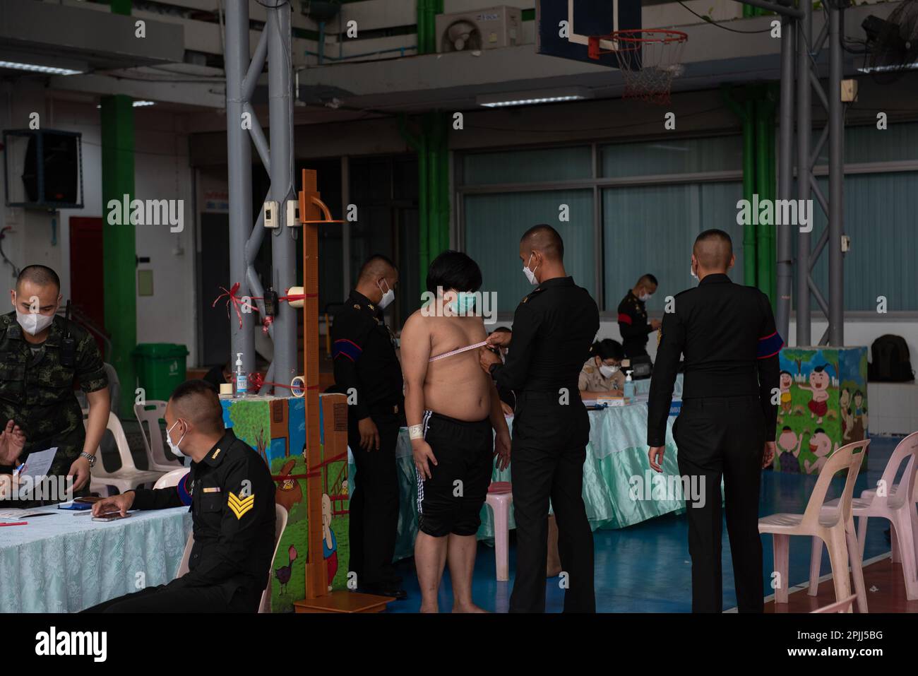 Bangkok, Thailand. 02nd Apr, 2023. A young man gets a physical ...