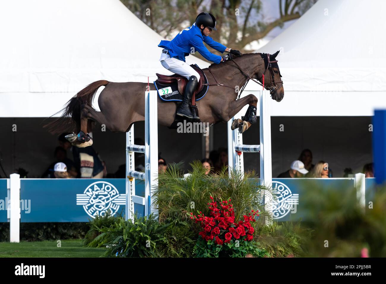 Conor Swail of Ireland competes at a Major League Show Jumping event at ...