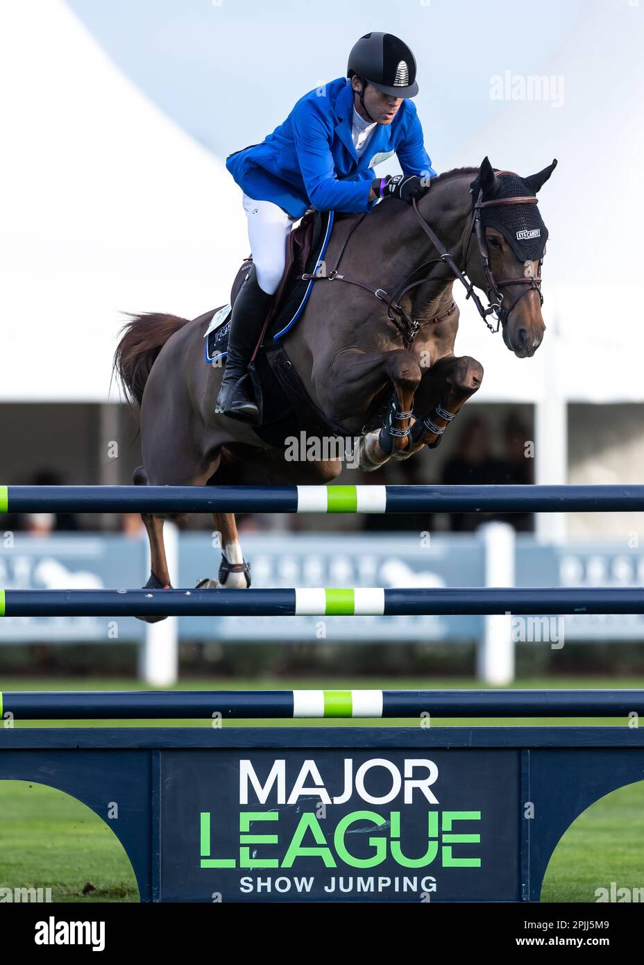 Conor Swail of Ireland competes at a Major League Show Jumping event at ...