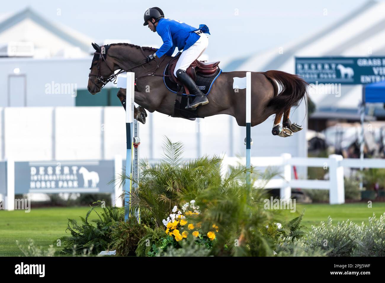 Conor Swail of Ireland competes at a Major League Show Jumping event at ...