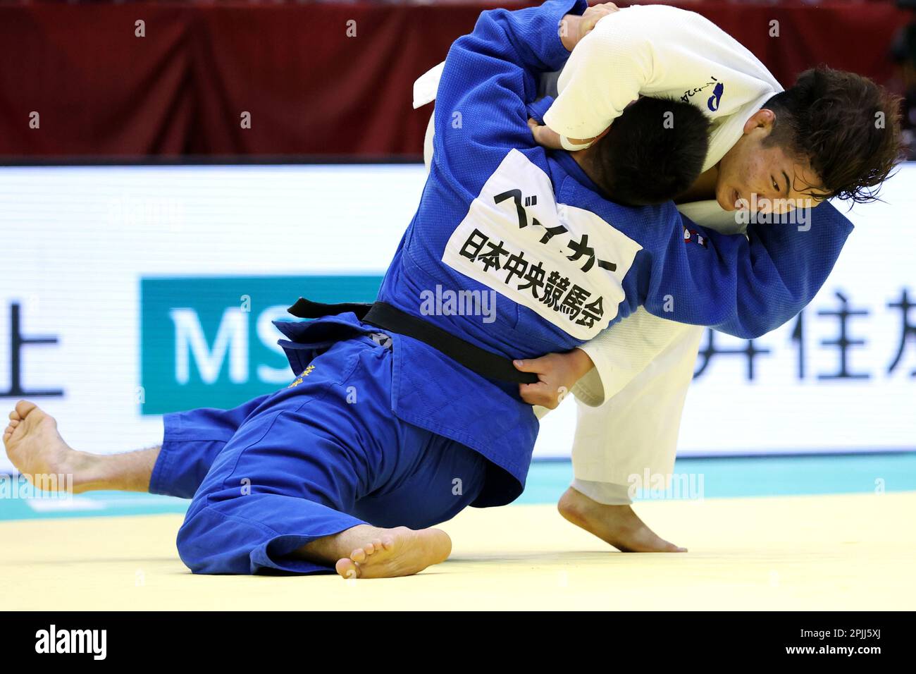 Fukuoka, Japan. 2nd Apr, 2023. (L-R) Matthew Baker, Goki Tajima Judo ...
