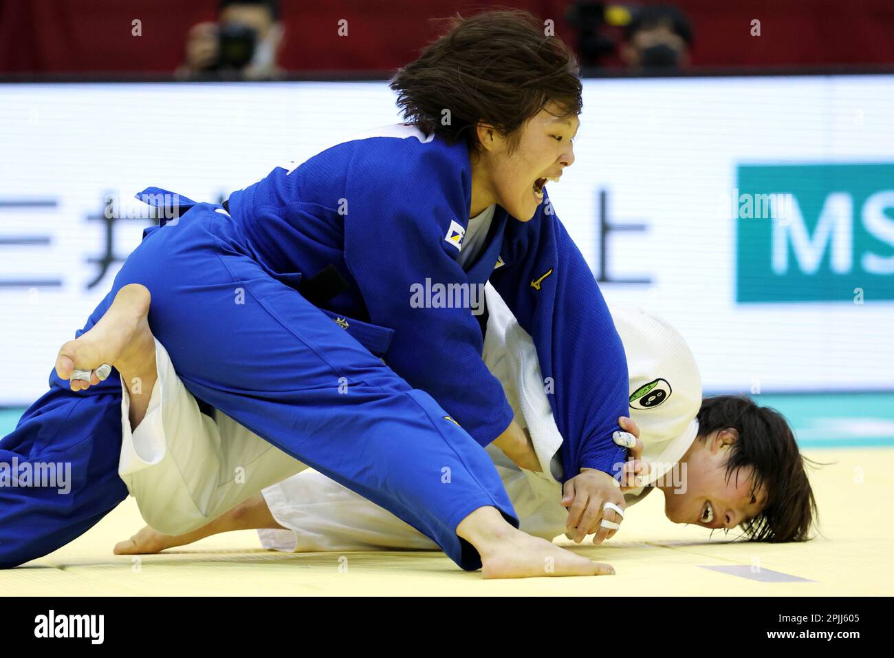 Fukuoka, Japan. 2nd Apr, 2023. (L-R) Momo Tatsukawa, Masako Doi Judo ...
