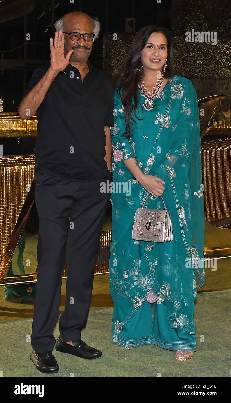 Mumbai, India. 31st Mar, 2023. L-R Bollywood actor Rajnikanth and ...